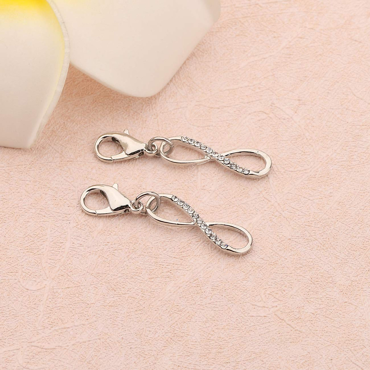 LQRI Infinity Charms Infinity Clip on Charm Infinity Symbol Connectors Charms Pendant Zipper Pull,Charms for Purse,Set of 2 (sliver)