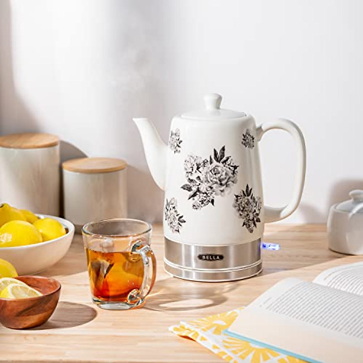 BELLA 1.5L Electric Ceramic Kettle, Black Floral