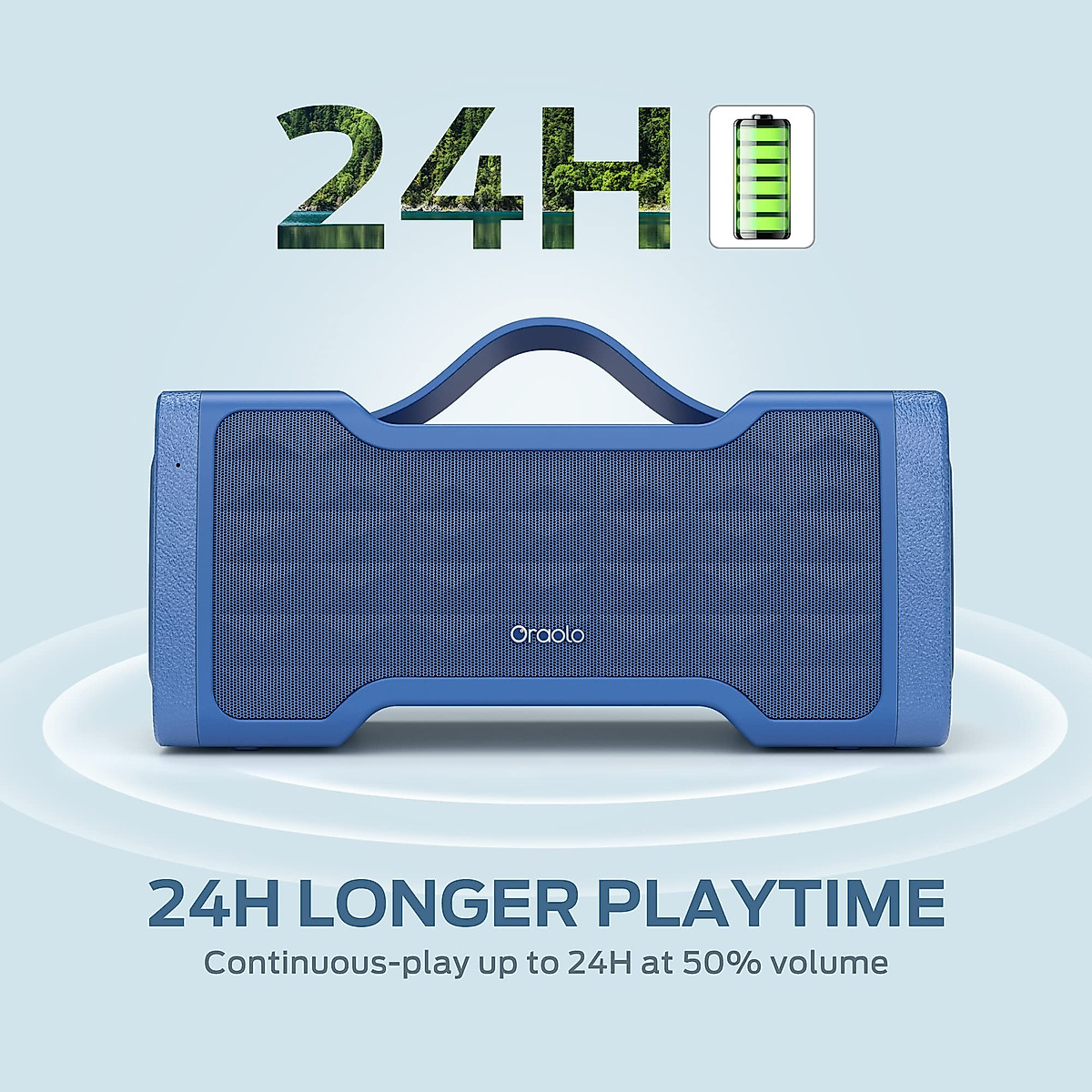 Oraolo Loud Bluetooth Speakers 40W Portable Bluetooth Speaker Large Stereo Sound, IPX6 Waterproof, Support USB/AUX Input, Built-in Mic for Home Party Outdoor (Blue)