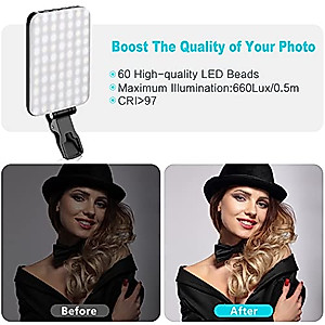ANAUTIN Selfie Light, 60 LED 2200mAh Rechargeable Cell Phone Fill Light 7 Modes, 10-Level Brightness, Portable Clip on Light for Phone/Tablet/Laptop, Zoom Call Vlog Makeup TikTok Video Fill Light