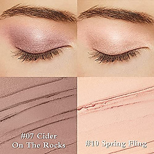 FOCALLURE 2PCS No Crease Eyeshadow Stick,Shimmer and Matte Cream Eyeshadow Pencil Crayon,Long Lasting Waterproof Eye Brightener Stick With Blending Brush,Before Day