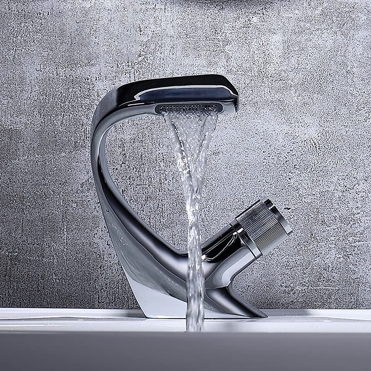 Kitchen Sink Faucet for Bar Farmhouse Commercial, Chrome Finished Kitchen Water Tap, Bathroom Sink Faucets, Hot Cold Water Mixer, Deck Mounted Single Hole Bath Tap (Color : Silver Copper)