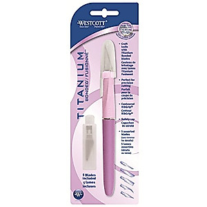 Westcott Titanium Bonded Hobby Knife, 5 Assorted Blades, Purple, 15154