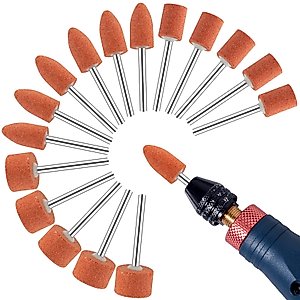 Sanding Bits for Rotary Tool, 42Pcs Different Shape Grinding Stone Sanding Drill Bits with 1/8 inch Shank, Aluminium Oxide for Metal Rust Removal, Deburring, Smoothing, Sharpening