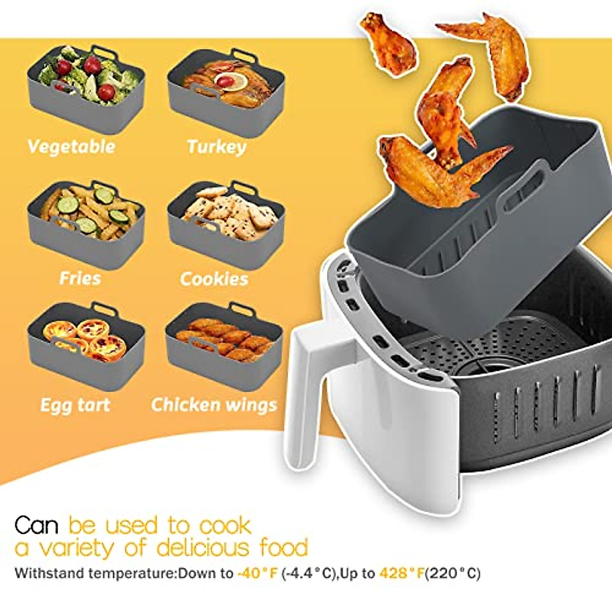 Dual Air Fryer Accessories Set of 6 for Ninja Foodi AF300UK, AF400UK, Instant Vortex, Tower T17088, Salter Dual Zone Deep Air Fryers 7.6L-9.6L