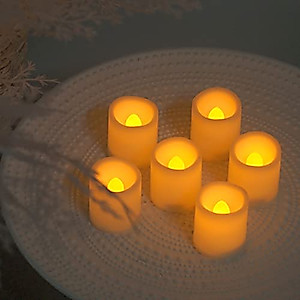 6 Pack Flameless Votive Candles LED Flickering Electric Fake Candle Battery Operated Tea Lights with Built-in Timer for Home Garden Wedding Party Wedding Table Halloween Christmas Decorations
