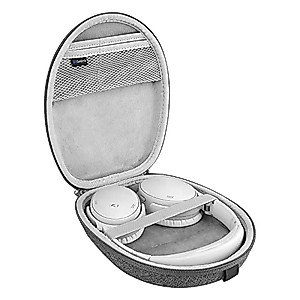 Geekria Shield Headphones Case Compatible with Bose QC45, NC 700, QC35, QC25, QC15, QC SE Case, Replacement Hard Shell Travel Carrying Bag with Cable Storage (Dark Grey)