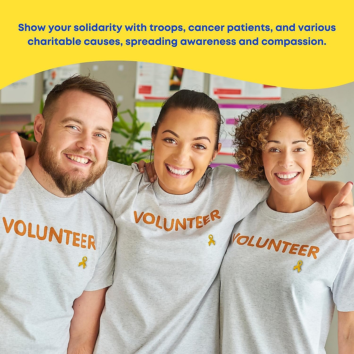 20 Pcs - Yellow Awareness Ribbon Lapel Pins - Gold Tone Metal with Enamel Coating: Show Your Support for Troops, Cancer Awareness, and Charitable Causes