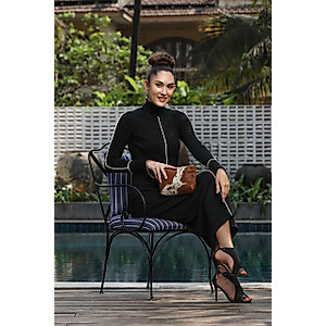 Myra Bag Snowy & Cocoa Upcycled Canvas & Cowhide Wristlet Pouch Bag S-1471