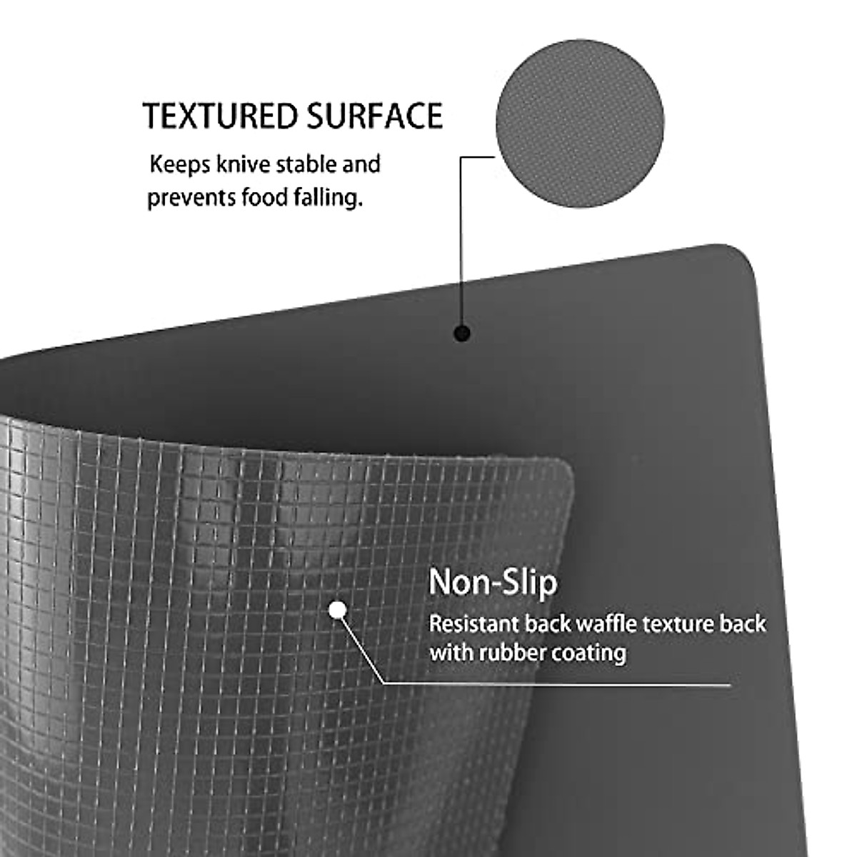 ZVP Plastic Cutting Boards, Flexible Cutting Mats for Cooking, Cutting Boards for Kitchen Dishwasher Safe, Food Icons, Anti-slip, BPA Free, Gradient Grey Set of 3, 15x12In