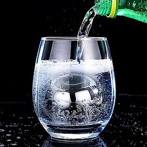 Whiskey Balls Reusable Stainless Steel Metal Ice Sphere Cubes Beverage Chilling Rocks Whiskey Stones for Red Wine, Bar Beer, Scotch, Vodka Drinks