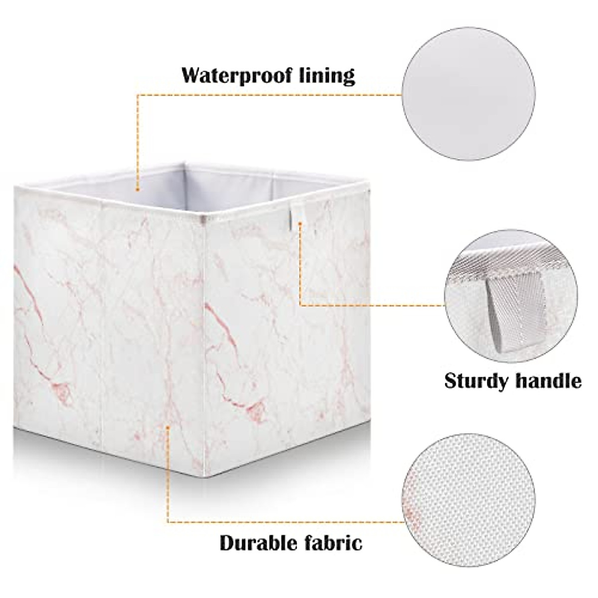 ALAZA Collapsible Storage Cubes Organizer,Rose Gold Marble Storage Containers Closet Shelf Organizer with Handles for Home Office
