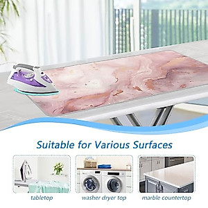 GOODOLD Pink Ink Texture Ironing Mat Portable Travel Ironing Pad for Washer,Dryer,Table Top, Iron Board Alternative Cover, Large Heat Resistant Ironing Blanket