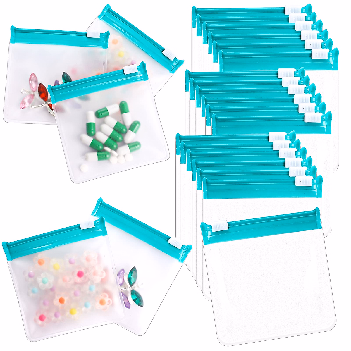24 Pieces Pill Pouch Bags Reusable Zippered Pill Bags Small Portable Pill Baggies Reusable Pill Storage Pouch Bags Translucent Plastic Pill Packets with Slide Lock for Medicines Small Items