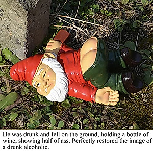 GREBSTK Drunk Gnome Statue Garden Gnome Outdoor Statues Garden Sculpture Decoration Garden Figurine Art