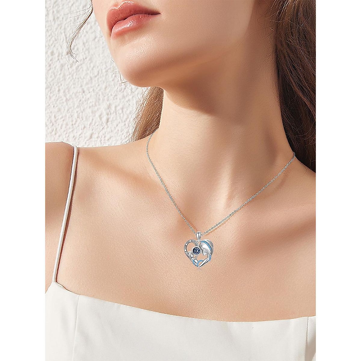 Dorunmo Personalized Photo Projection Pendant Necklace Mother Projection Picture Necklace jewelry Romantic Gifts for Women Birthday Anniversary Mother's Day Gift