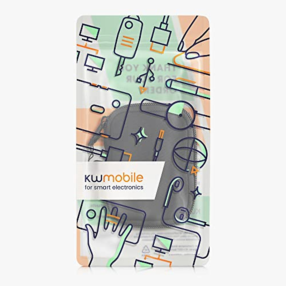 kwmobile Neoprene Case Compatible with in-Ear Headphones - 2.3 x 3.5 inches (6 x 9 cm) Case with Zip - Black