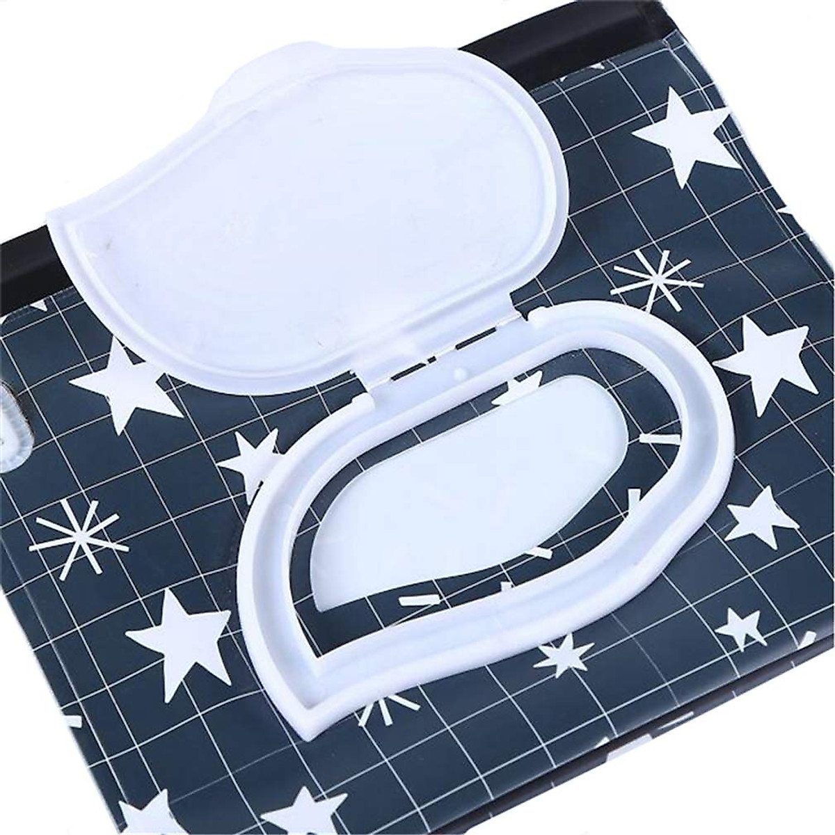 Yunzee Portable Wet Wipe Pouch Dispenser Reusable Refillable Clutch Baby Wipes Dispenser Holder Case Keeps Wet Wipes Moist,Black Star