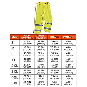 Ergodyne Standard Class E Lightweight Hi-Vis Rain Pants, Lime, Large