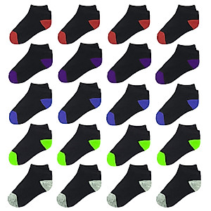 JAMEGIO 20 Pairs kids Low Cut Athletic Ankle Socks Little Boys Girls Ankle Cotton Socks Half Cushion Low Cut Socks(6-8 Years)