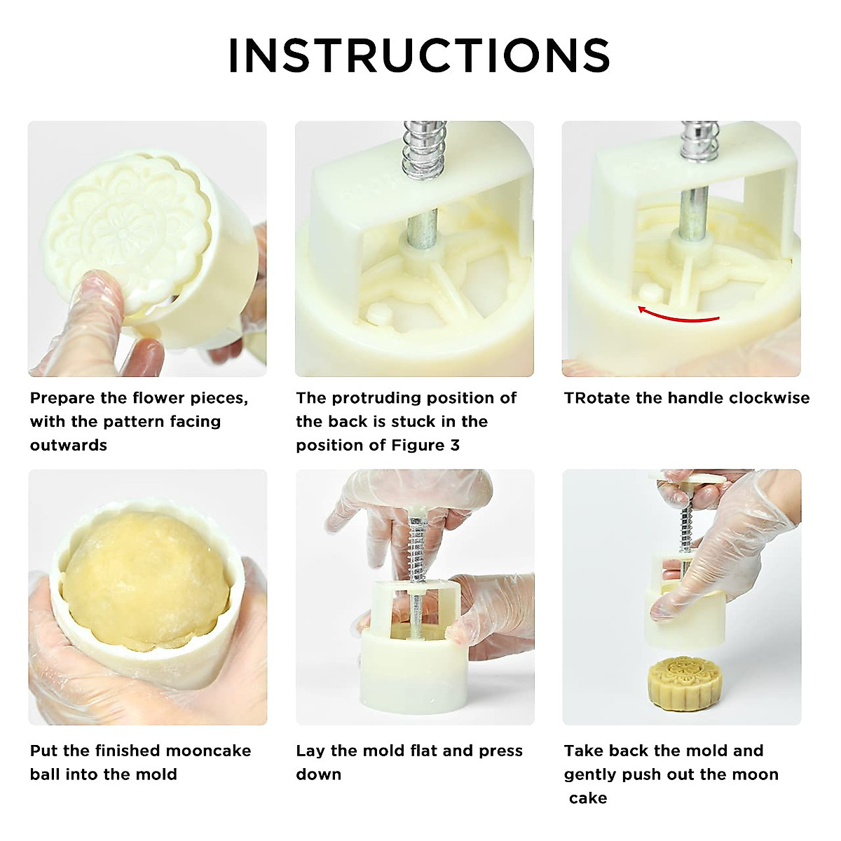 AIKEFOO Chinese Traditional Mid-Autumn Mooncake Mold，Biscuit Stamping Machine，18 pcs 100g/125g Different Round And Square Flower Pattern For 2 Sets.