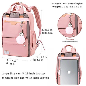 AO ALI VICTORY Laptop Backpack Women Teacher Backpacks Nurse Bag Anti Theft Travel Back Pack Large College Bookbag for Elementary Middle High School Teens Girls Student(Large, Pink)