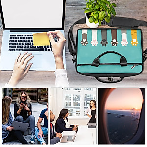 Cat Paws Laptop Computer Bag Waterproof Shoulder Messenger Bag 13-15 inch Durable Laptop Tote Bag with Shoulder Strap Handle Lightweight Crossbody Briefcase