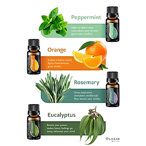 Top 8 Essential Oils Set for Diffuser for Home Aromatherapy Kit with Lavender, Peppermint, Eucalyptus, Tea Tree, Rosemary, Orange, Relief and Sweet Dreams Blends for Humidifiers Natural Pack