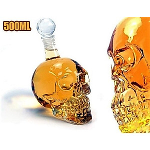 Bargain Crusader Skull Head Vodka Shot Whiskey Wine Drinking Glass Bottle Decanter Skull Shaped Wine Bottle (1, 500ml Decanter)