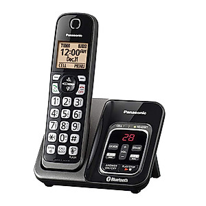 Panasonic KX-TG833SK Link2Cell Bluetooth with Talking Caller ID 3 Handset Cordless Phone (Renewed)