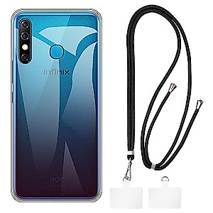 Shantime Infinix Hot 8 X650C Case + Universal Mobile Phone Lanyards, Neck/Crossbody Soft Strap Silicone TPU Cover Bumper Shell for Infinix Hot 8 Lite (6.52”)