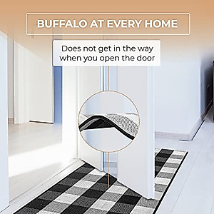 BEZON Buffalo Plaid Door Mat - 24x36 Cotton Buffalo Plaid Rug for Outdoor/Indoor, Checkered Rug, Welcome Door Mat for Front Porch, Kitchen, Laundry, Farmhouse, Home Entryway, Black & White