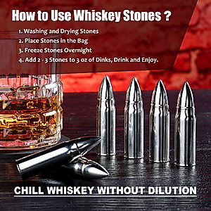 Whiskey Gifts for Men Dad, Best Birthday Gift Ideas for Men from Daughter Son, Stainless Steel Whiskey Stones & Glasses Set, Bourbon Gifts for Men Him Dad Christmas Retirement