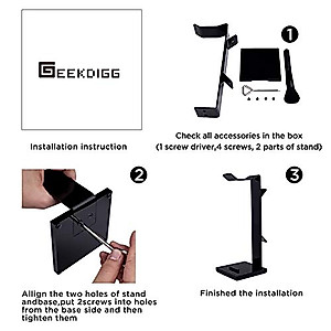 GeekDigg Headphone Stand Gaming Headset Holder for Desk Cable Organizer & Cellphone Stand for All Headphones Size Headphone Holder Set Gaming PC Accessories Gaming Station – Black
