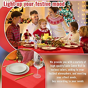 Preboun 2 Pcs Disposable Plastic Table Cover Roll 40 Inch x 300 ft Plastic Tablecloth Roll Banquet Roll for Graduation Picnic Wedding Birthday Carnival Circus Party Table Decorations(Red)