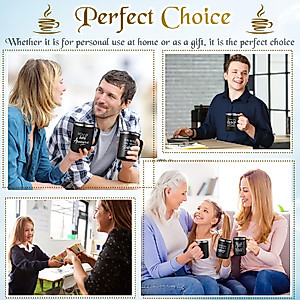 Sumind Thank You Employee Appreciation Gifts 17 oz Inspirational Stainless Steel Coffee Mugs with Handle Lid Straw for Thanksgiving Christmas Staff Coworker Teacher Gifts(Black,6 Pcs)