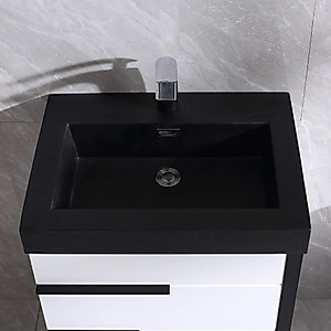 Dowell 024 Single Bathroom Vanity Set (24", Glossy White Vanity, Matte Black Sink)