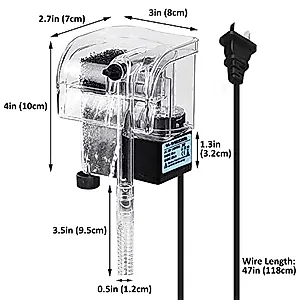 JOR Electric Power Filter, Hang-on-Back Device, for 4-Gallon Fish Tanks and Below, 1 Piece per Pack