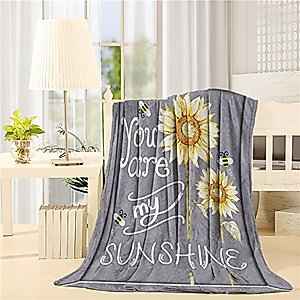 Flannel Fleece Bed Blanket 40 x 50 inch Sunflowers Throw Blanket Lightweight Cozy Plush Blanket for Bedroom Living Rooms Sofa Couch - You are My Sunshine