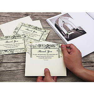 SUPREME IMPRESSION Funeral Thank you Cards with Envelopes - 24 Pack Sympathy Note Cardset - All Cards are Blank Inside For Photo or Personalized Message to Friends & Family