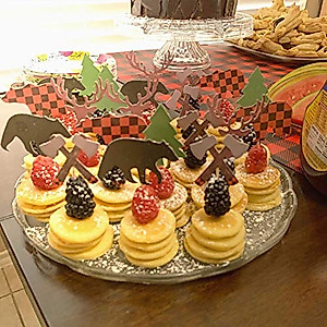 Lumberjack Baby Shower Set Banner Buffalo Plaid Rustic Hunter Theme It's A Boy Camping Bear Baby Shower Cake Topper Decorations Supplies Lumberjack Gender Reveal Banner