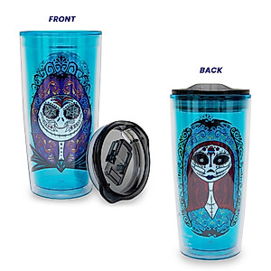 Disney Nightmare Before Christmas Sugar Skulls Plastic Travel Tumbler with Lid