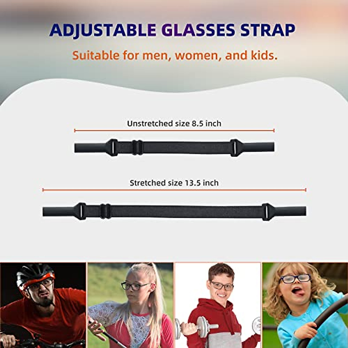 Maitsol Glasses Strap 3 Pcs, Adjustable Eyeglasses Strap for Men Women and Kids, No Tail Sunglasses Strap, Eye Glasses Holder Around Neck, Sports Glasses Strap Glasses Lanyard - Black