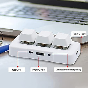 PCsensor 3-Key Mini Keypad 2.4G Wireless USB 2 in 1 Mechanical Gaming Keyboard Hot Key Customized Program with RGB Led for Gaming OSU Office Work