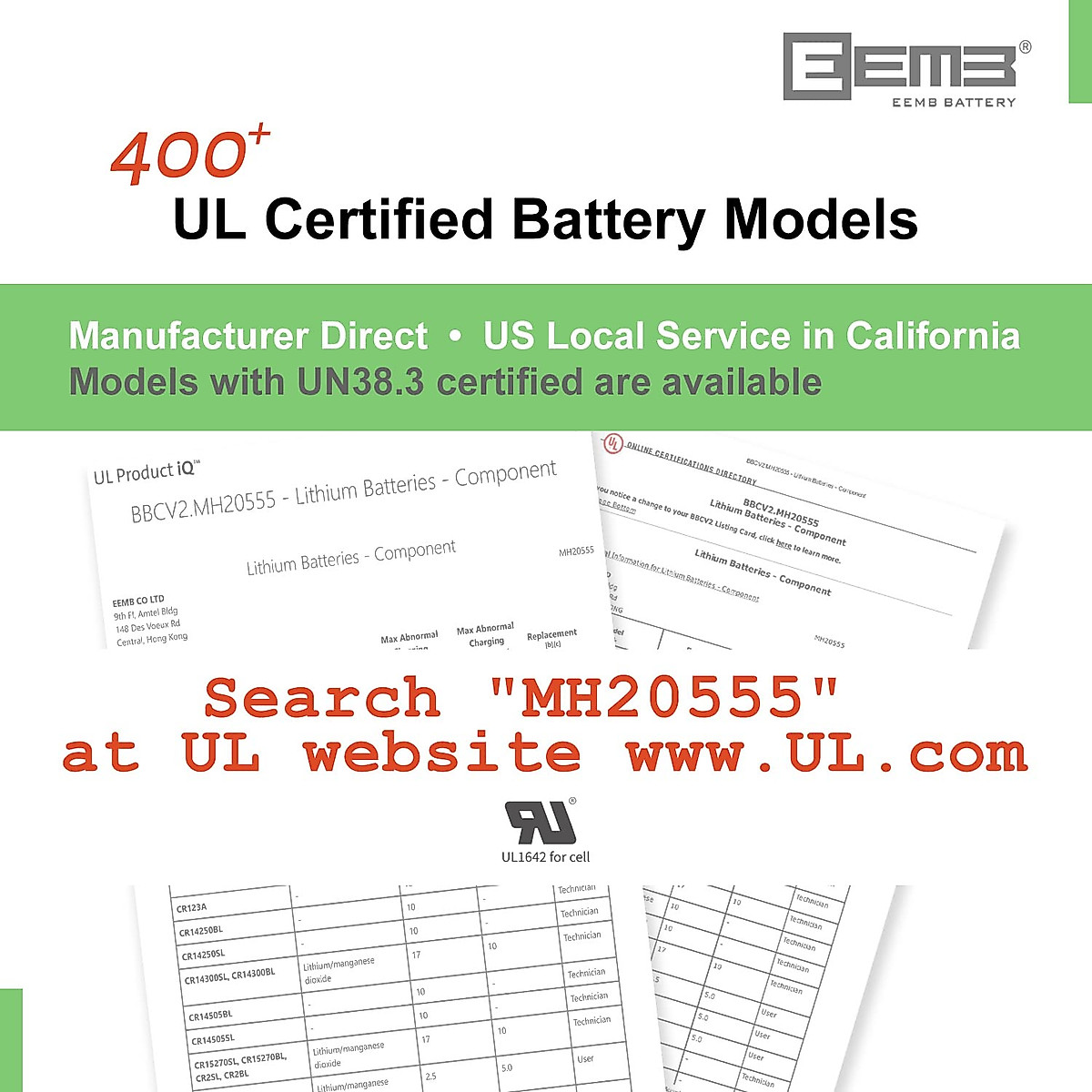 EEMB 5PCS LIR2032H Rechargeable Battery 70mah 3.7V Lithium-ion Coin Button Cell Batteries with Solder Tabs