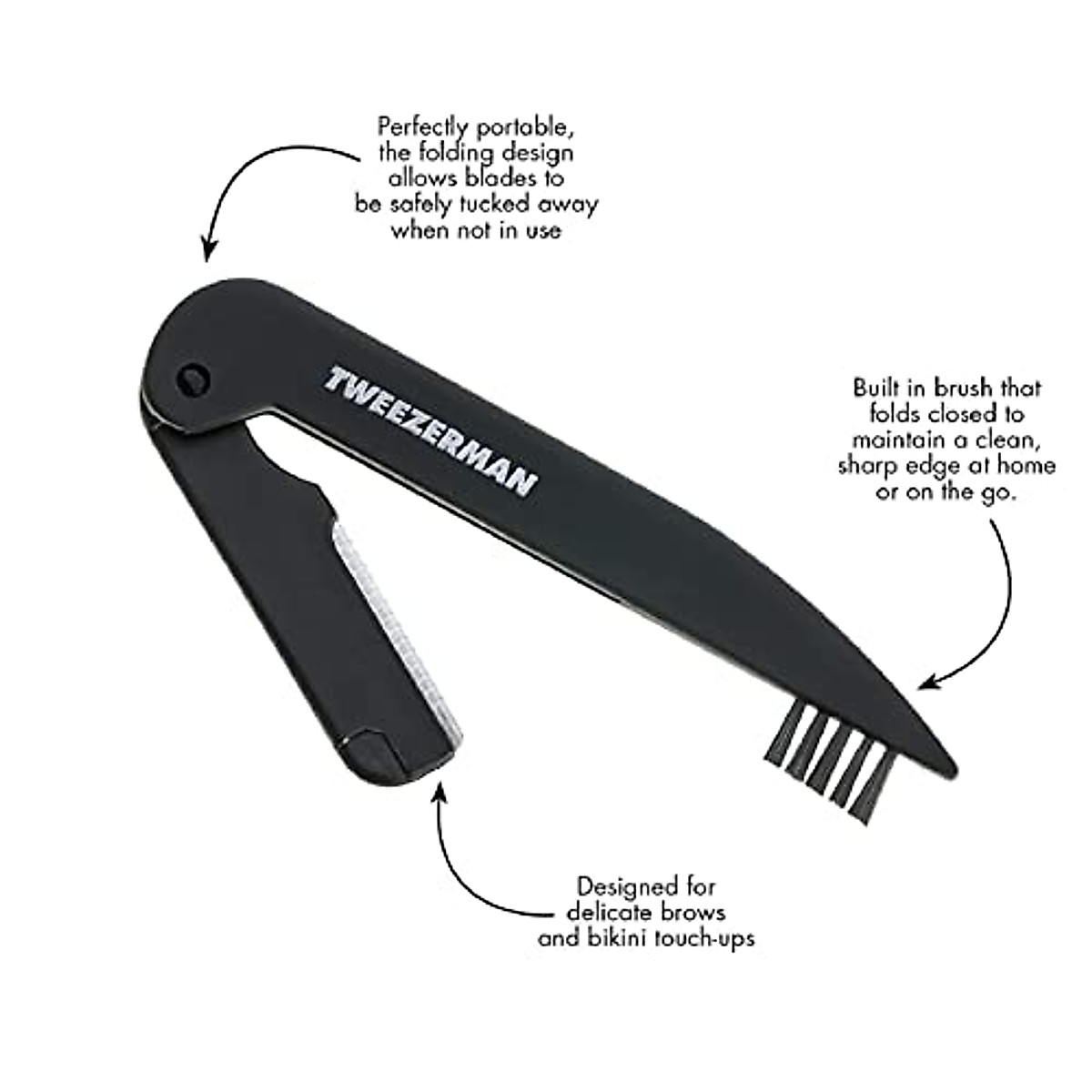 Tweezerman Precision Folding Brow Razor - Eyebrow Razor for Women and Men