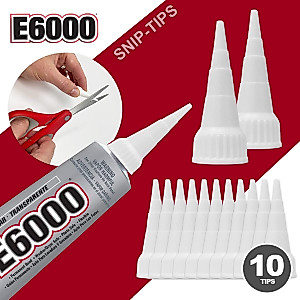 E6000 3.7 Ounce (109.4mL) Tube Industrial Strength Adhesive for Crafting, 10 Snip Tip Applicator Tips and Pixiss Art Dotting Stylus Pens 5 pcs Set
