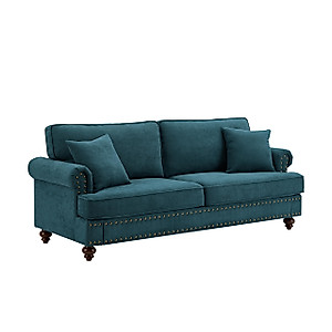 Mid Century Modern Sofa Set, 22" Extra Deep Seat juegos de muebles de sala Comfy Chenille Upholstered Living Room Furniture Sets with Rolled Arms Nailhead Trim (Lake Green, 2 Pieces A)