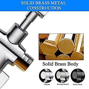 PSYLC All Metal 3-Way Shower Arm Diverter Valve/Solid Brass Shower Splitter For Rain Shower Head & Handheld Shower Head - G1/2 Bathroom Universal Shower System Replacement Part(Chrome)
