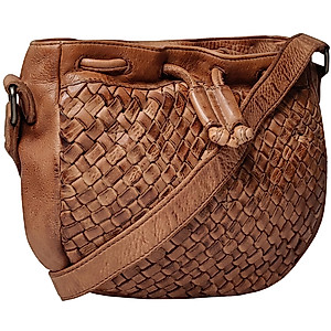 Leather Crossbody Bags for Women - Braided Boho Purse - Vintage Saddle Sling Bag (Brown, Medium)